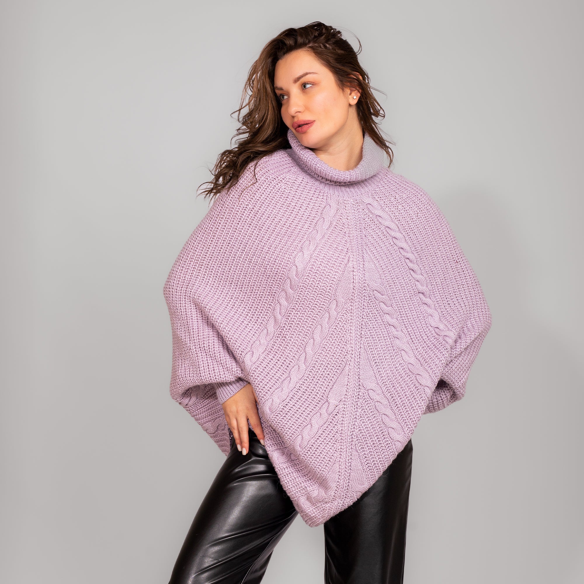 Lavender Turtle Neck Wool Poncho – RVVER