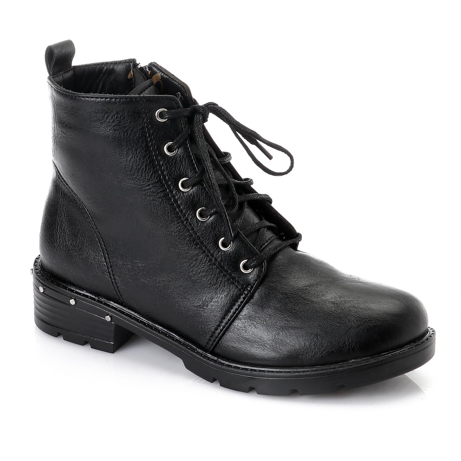 Black Casual Lace-up Half Boot – RVVER